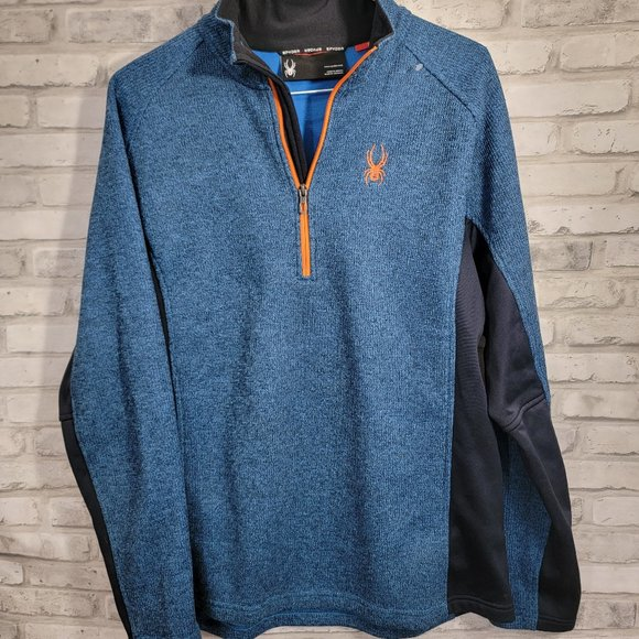 Spyder | Sweaters | Spyder Mens Blue And Orange 4 Zip Knit Fleece ...